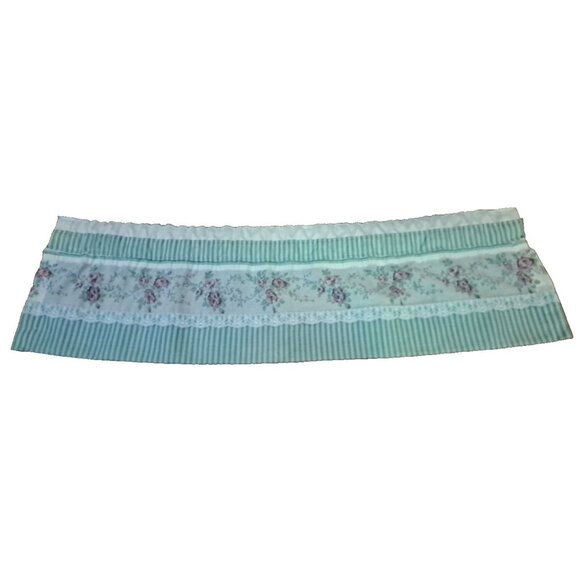 Unbranded | Accents | Vintage Pink Rose Valance Green Stripe Lace Trim ...